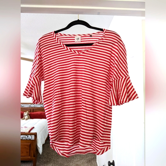 CAbi | Tops | Womens Red White Stripe Top | Poshmark